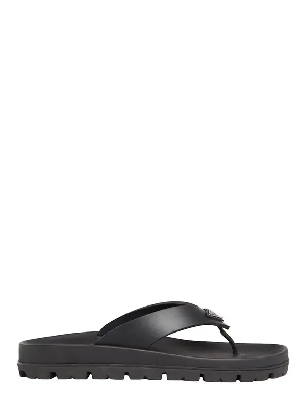 Prada Rubber Thong Slide Sandals - Nero