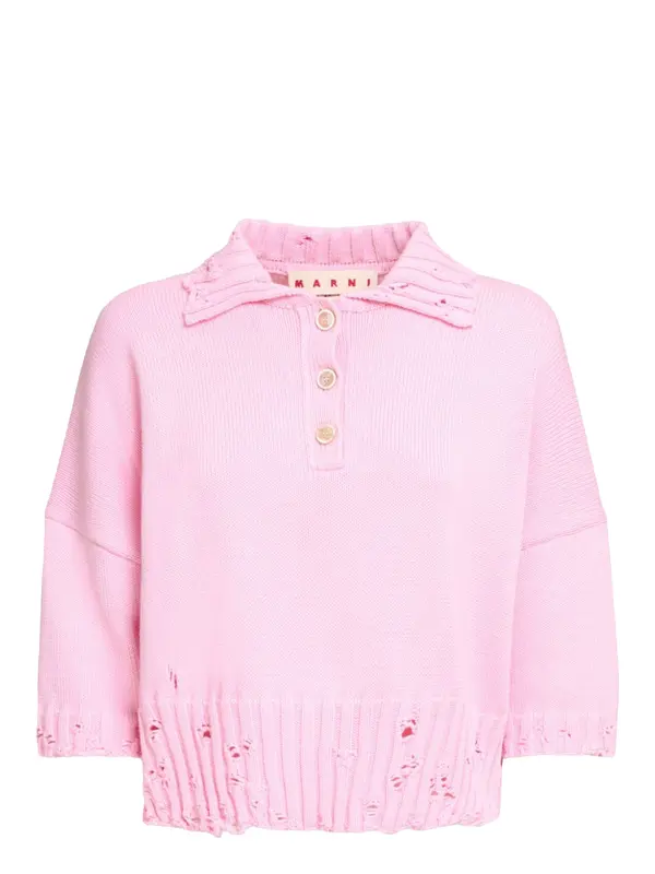 Marni Knitted Polo Top - Pink