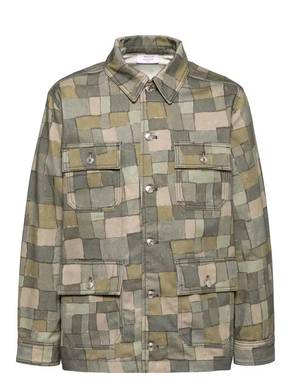 Maison Kitsuné Geometric-print Shirt Jacket - Green