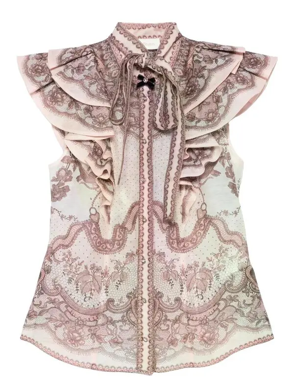 Zimmermann Crush Frilled Blouse - Pink