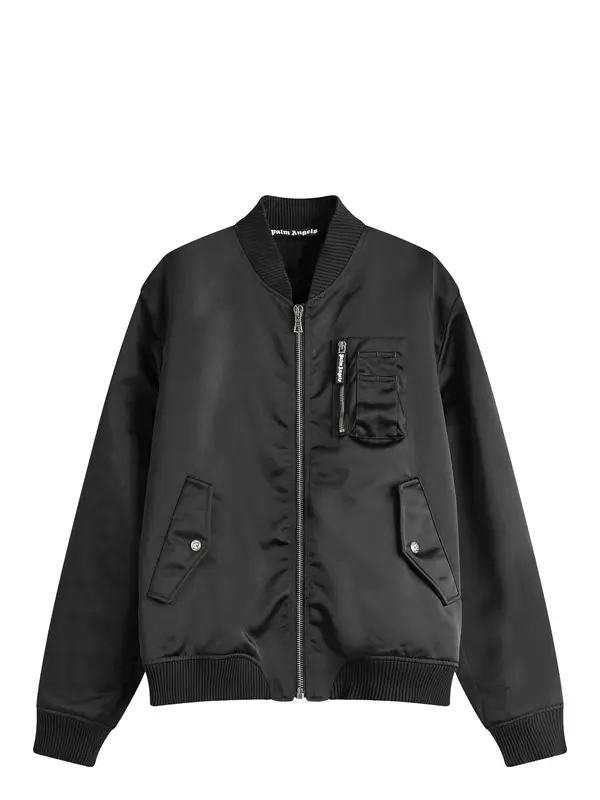 Palm Angels Curved Logo Bomber Jacket - Black