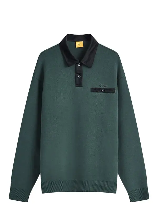 DIME Casino Knit Rugby Polo - Forest