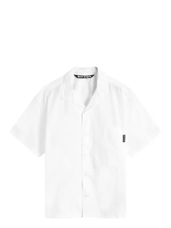 Palm Angels Curved Logo Vacation Shirt - White/black