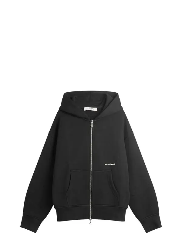 ABOUT:BLANK Box Logo Zip Hoodie - Black/ecru