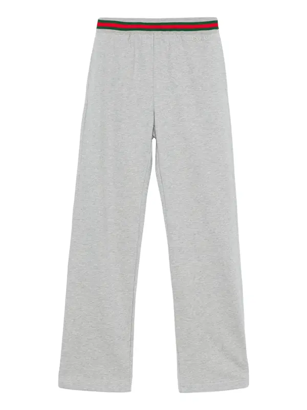 Gucci Web-detail Cotton Sweatpants - Grey