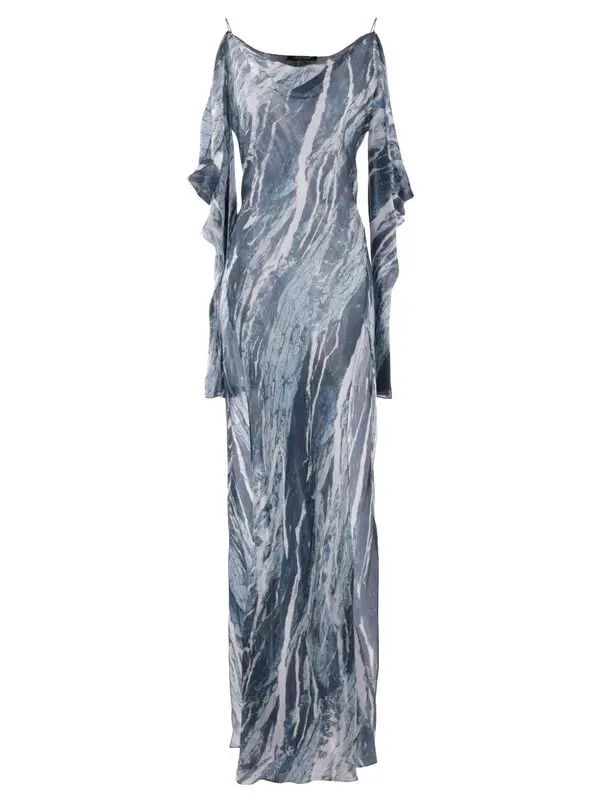 Roberto Cavalli Marble-pattern Maxi Dress - Blue
