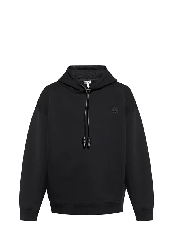Loewe Anagram Embroidered Hoodie - Black