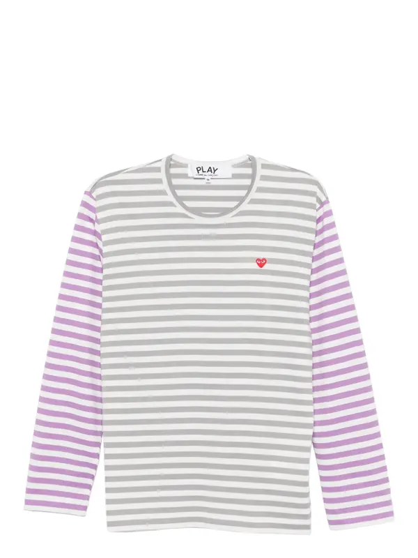 Play Comme Des Garcon Striped T-shirt - Grey