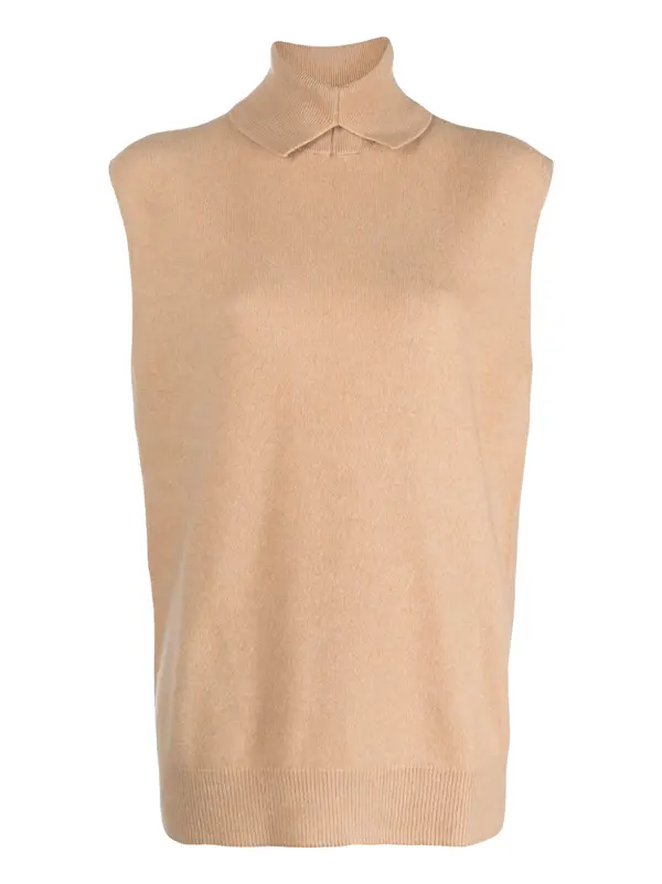VANISÈ Roll-neck Sleeveless Top - Neutrals