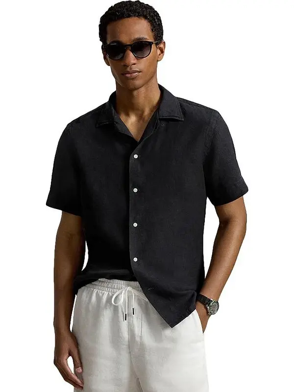 Polo Ralph Lauren Classic Fit Short-sleeve Linen Camp Shirt - Black
