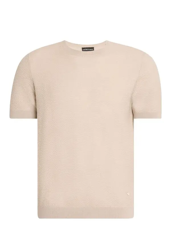 Emporio Armani Textured Wool Crewneck Sweater - Beige