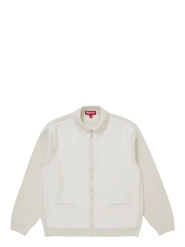 Supreme Woven Leather Zip-up Cardigan - White