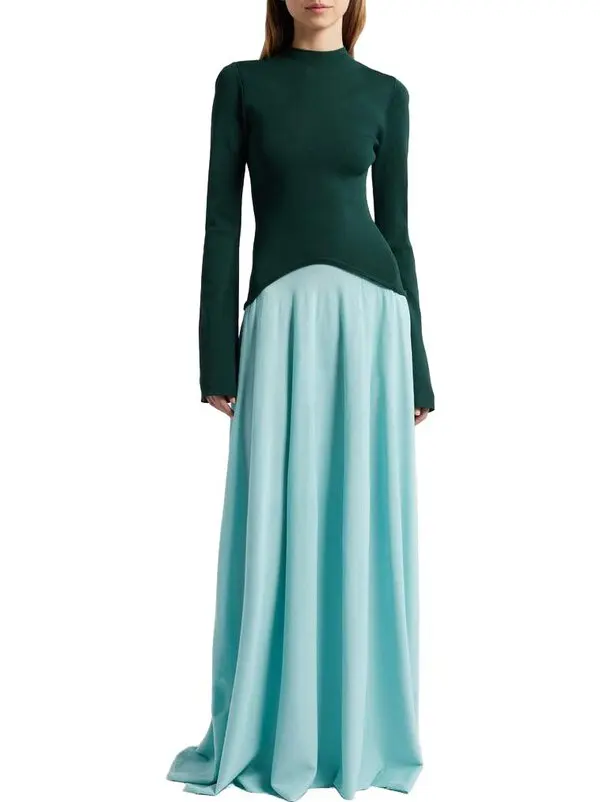 Solid & Striped The Soglio Long Sleeve Maxi Dress - Evergreen / Sky