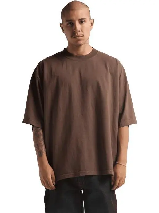 SHAKA WEAR Garment Dye Drop Shoulder Oversize Tee - Mocha