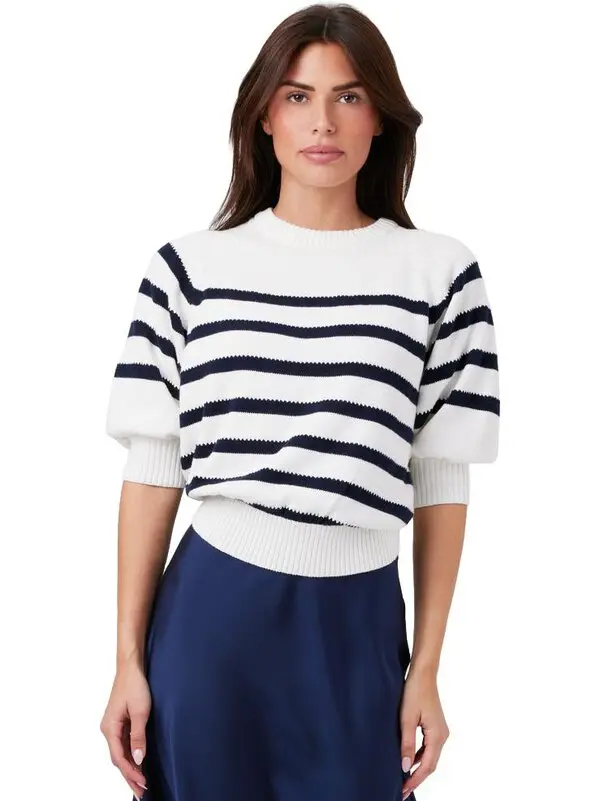 BY TESS COLLECTION Maisy Sweater - White/navy Stripes
