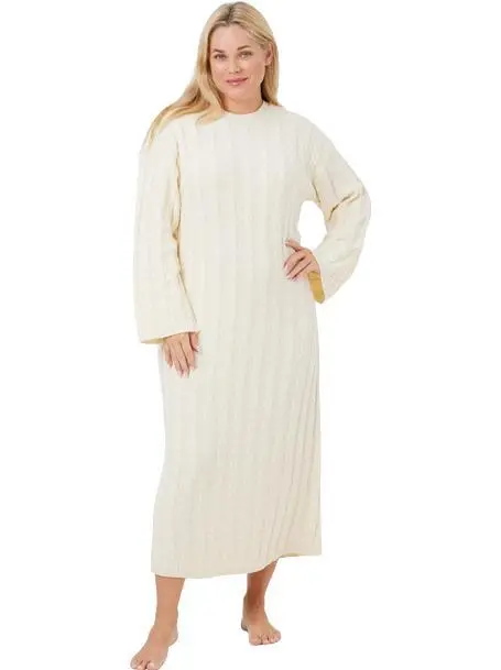 BY TESS COLLECTION Lannie Cable Knit Maxi Dress - Cream