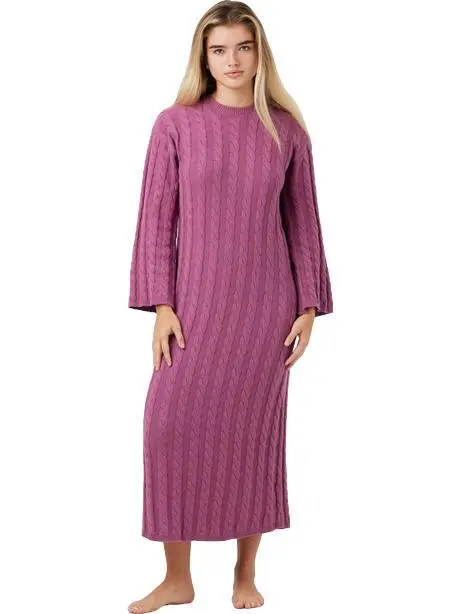 BY TESS COLLECTION Lannie Cable Knit Maxi Dress - Mauve