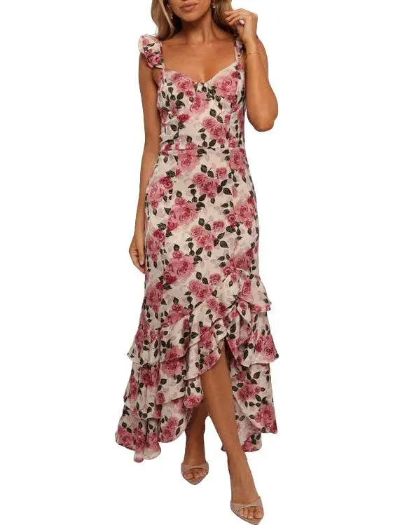 PETAL & PUP Zanie Floral Chiffon Maxi Dress - Rose Pink