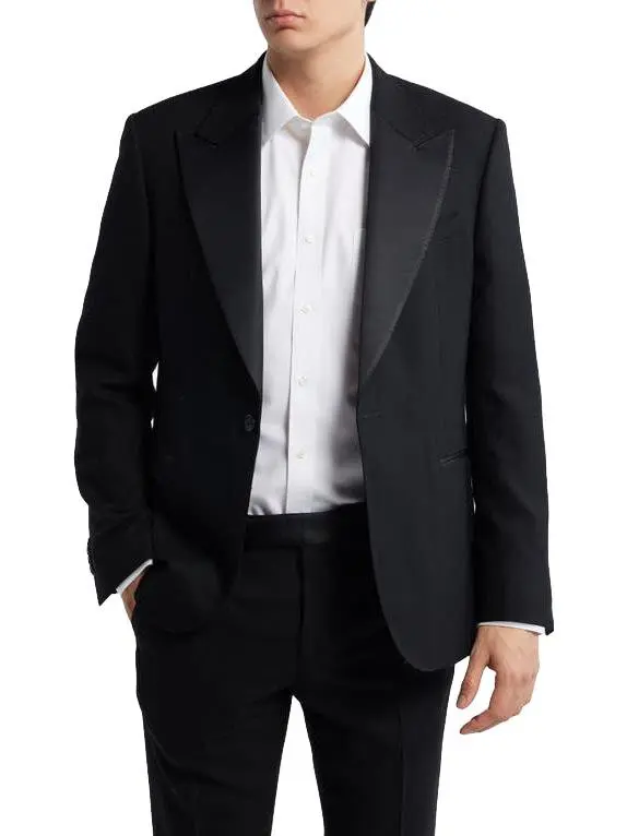 Zanella Winston Peaked Lapel Wool Tuxedo - Black