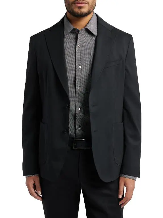 Zanella Samuel Solid Stretch Wool Sport Coat - Black