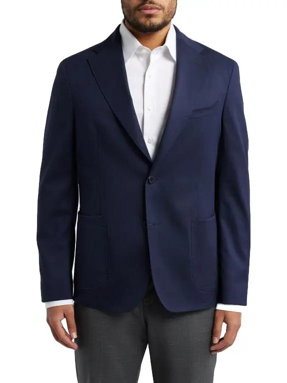 Zanella Samuel Solid Stretch Wool Sport Coat - Navy