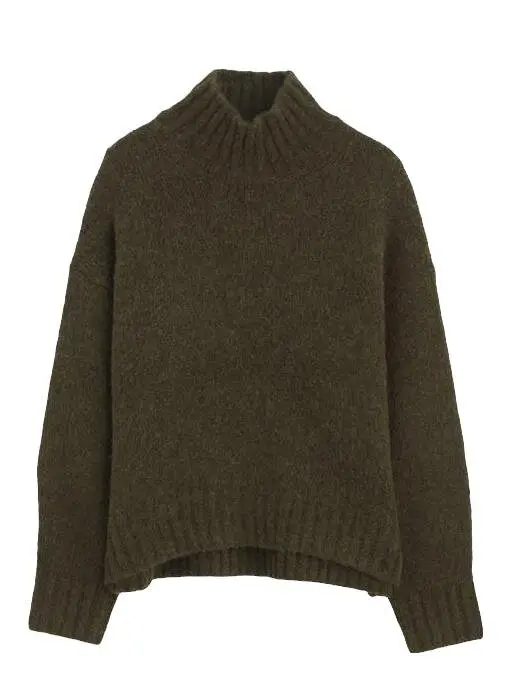 Madewell Chunky Alpaca Blend Turtleneck Sweater - Midnight Olive