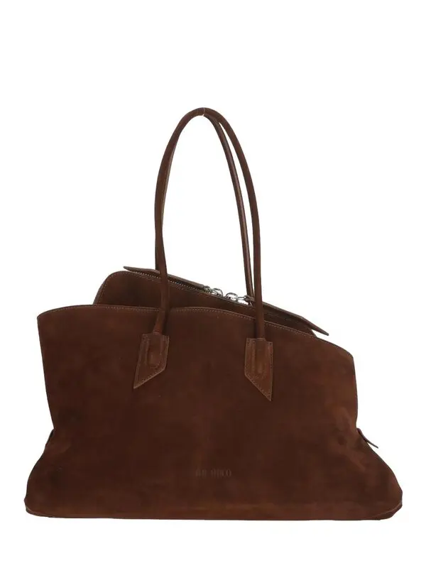 Attico La Passeggiata Medium Shoulder Bag In Suede Leather - Brown
