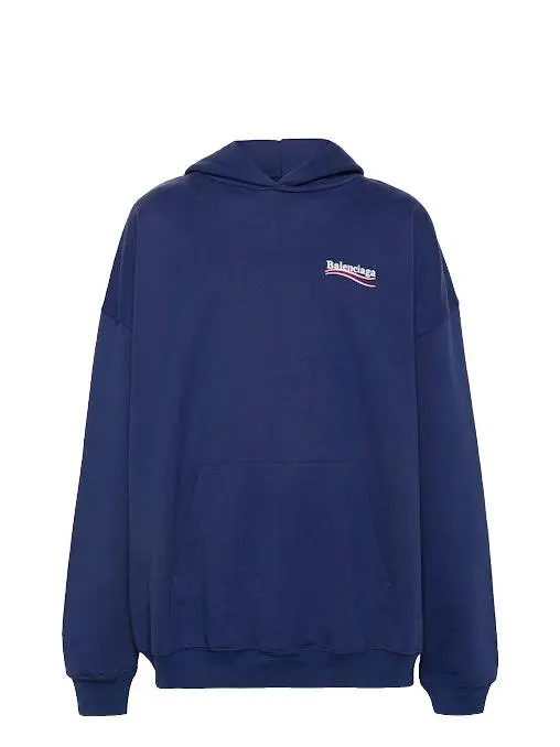 Balenciaga Political Campaign Large Fit Hoodie - Pacific Blue/white