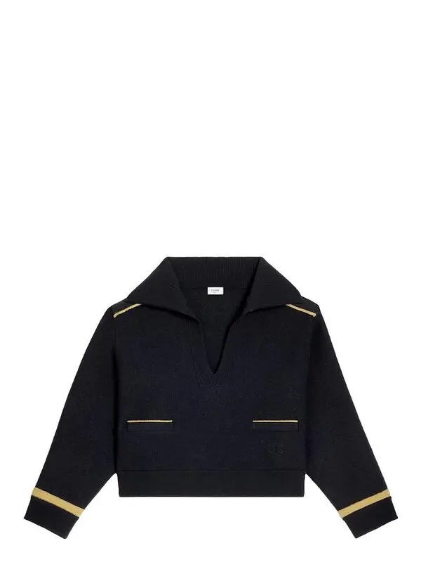 Celine Cropped Military Vareuse Wool Jacket - Navy Blue