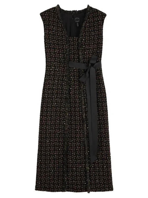 Huishan Zhang Shade Metallic Tweed Midi Dress - Black
