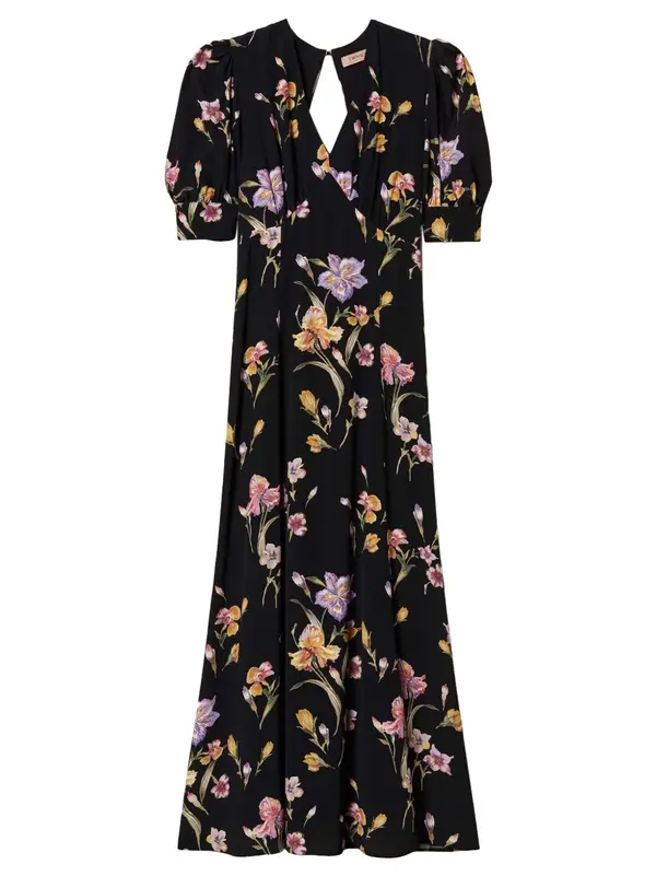 TWINSET Floral-print Crepe Dress - Black