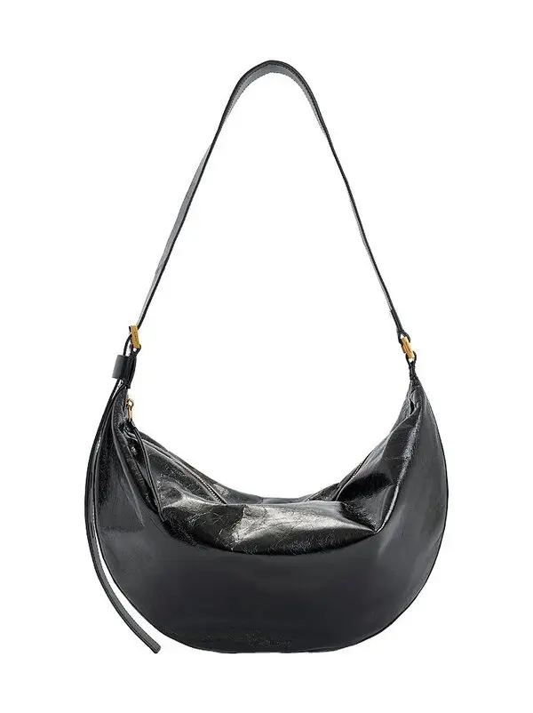 ALLSAINTS Half Moon Shoulder Bag - Black Shiny