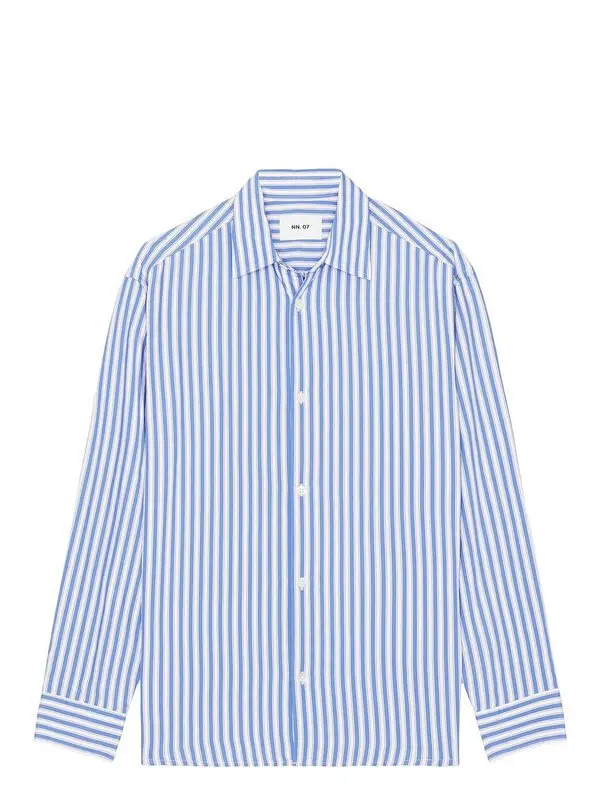 Nn07 Freddy Shirt In Baby Blue - Blue Stripe