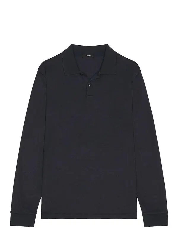 Theory Anemone Milano Goris Long Sleeve Polo - Baltic