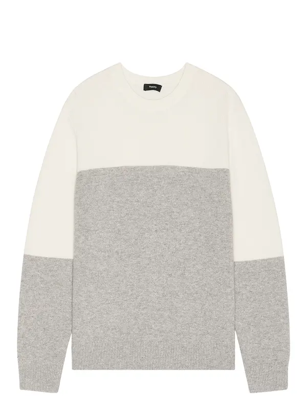 Theory Hilles Crewneck Sweater - Ivory Multi Check