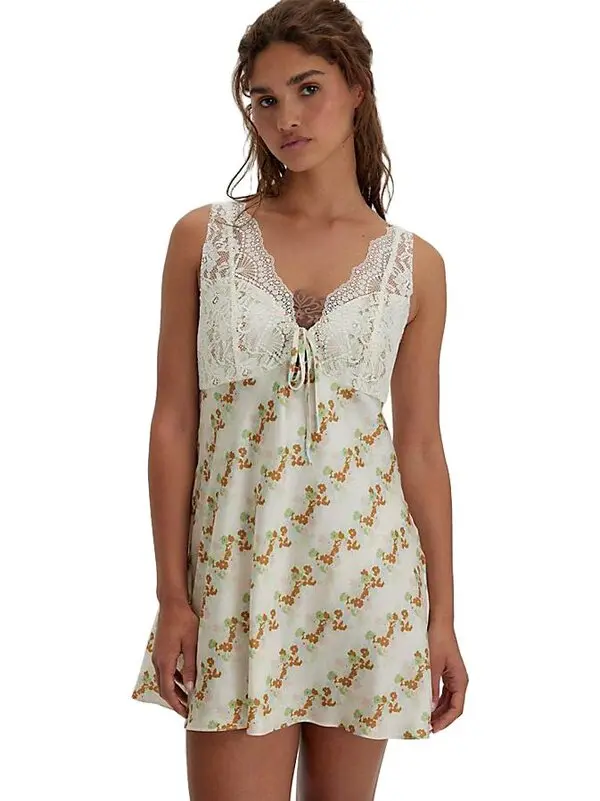 Free People Intimately Countryside Printed Mini Dress - Ivory Combo