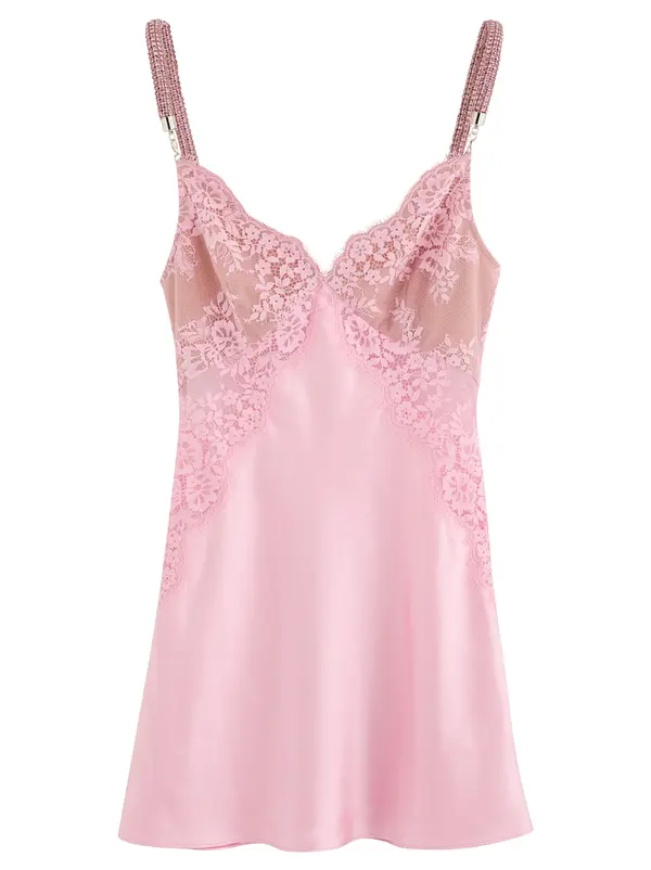 SELF-PORTRAIT X Christopher Kane Lace And Satin Mini Dress - Pink