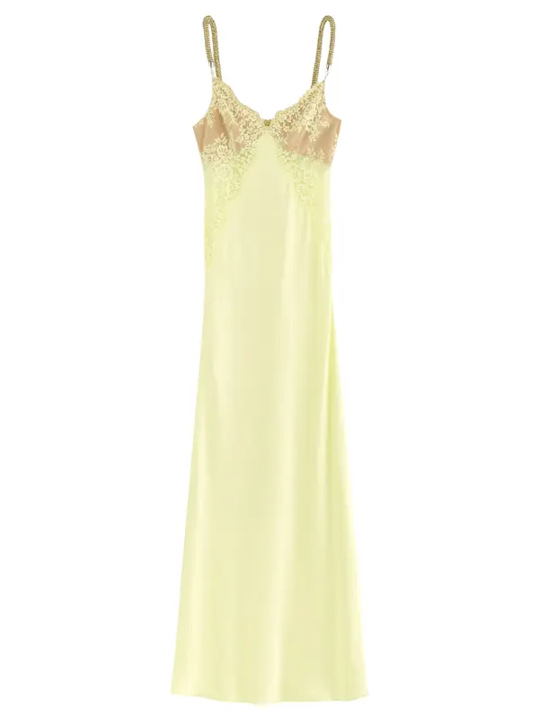 SELF-PORTRAIT X Christopher Kane Lace And Satin Maxi Dress - Yellow