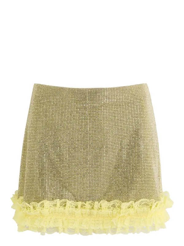 SELF-PORTRAIT X Christopher Kane Crystal-embellished Mini Skirt - Yellow