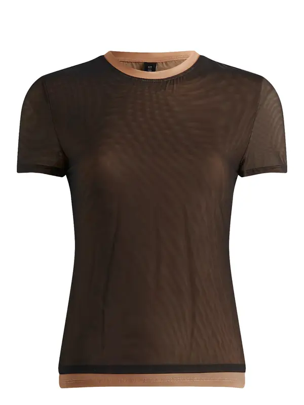 Sir The Label Delta Overlay Mesh T-shirt - Sepia