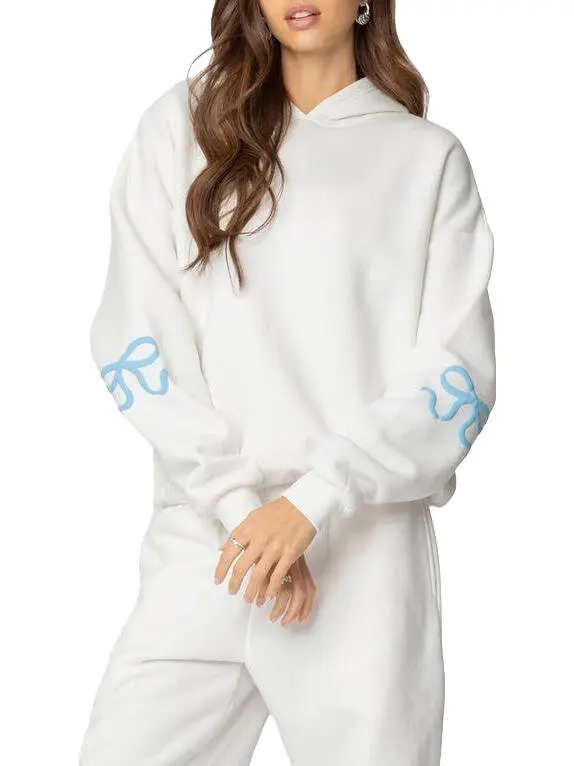 EDIKTED Bonney Bow Oversize Hoodie - Cream