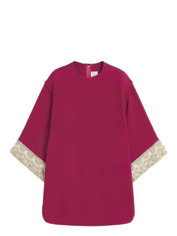 Valentino Garavani Silk Embroidered Kaftan Top - Red