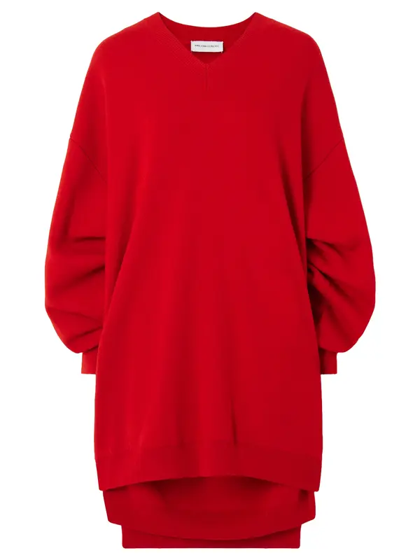 Marie Adam-Leenaerdt Layered Wool Mini Dress - Red