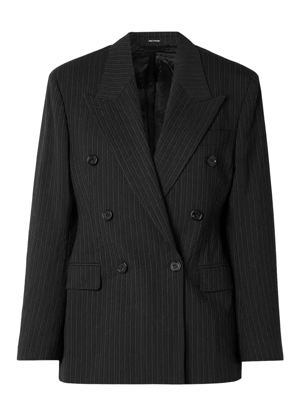 Acne Studios Double-breasted Pinstriped Blazer - Black