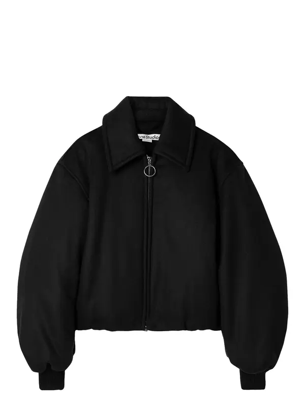 Acne Studios Wool-blend Padded Bomber Jacket - Black