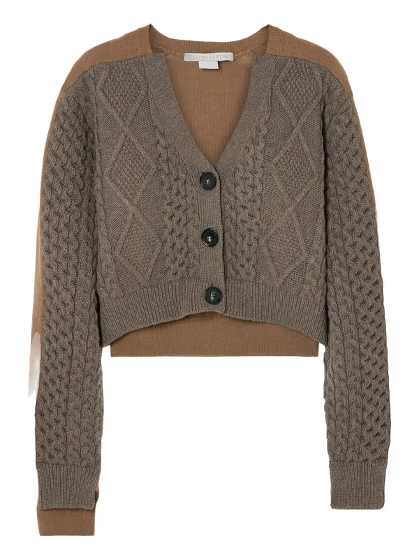 Stella McCartney Cropped Cable-knit Wool Cardigan - Brown