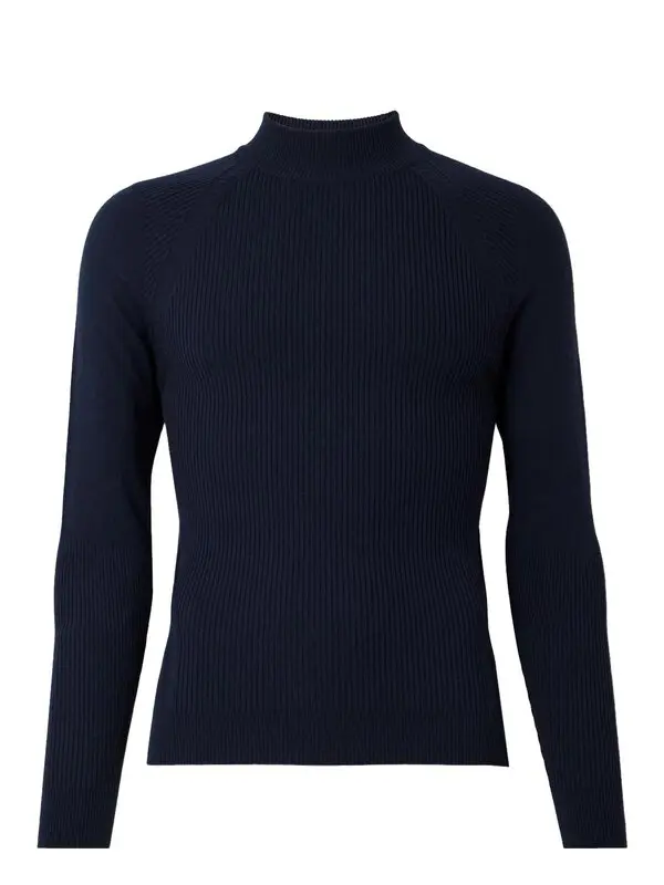 Loro Piana Ribbed Virgin Wool-blend Ski Base Layer - Blue