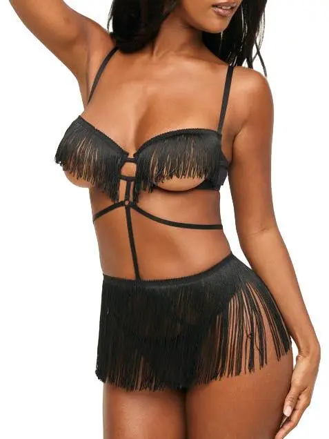 ADORE ME Neveah Fringe Playsuit Lingerie - Black