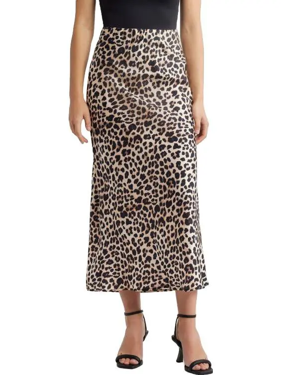 NIKKI LUND Ione Print Satin Slip Skirt - Leopard
