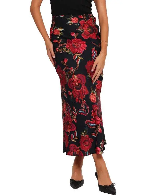 PETAL & PUP Evie Maxi Skirt - Black Floral
